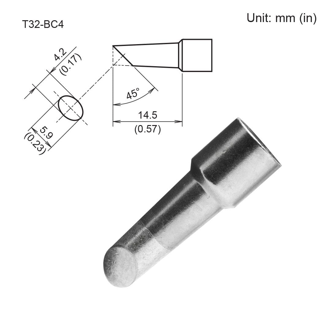 Hakko T32-BC4 Tip, Bevel 4.2mm/45° x 14.5mm for FX-8806 Soldering – SMT Supplies