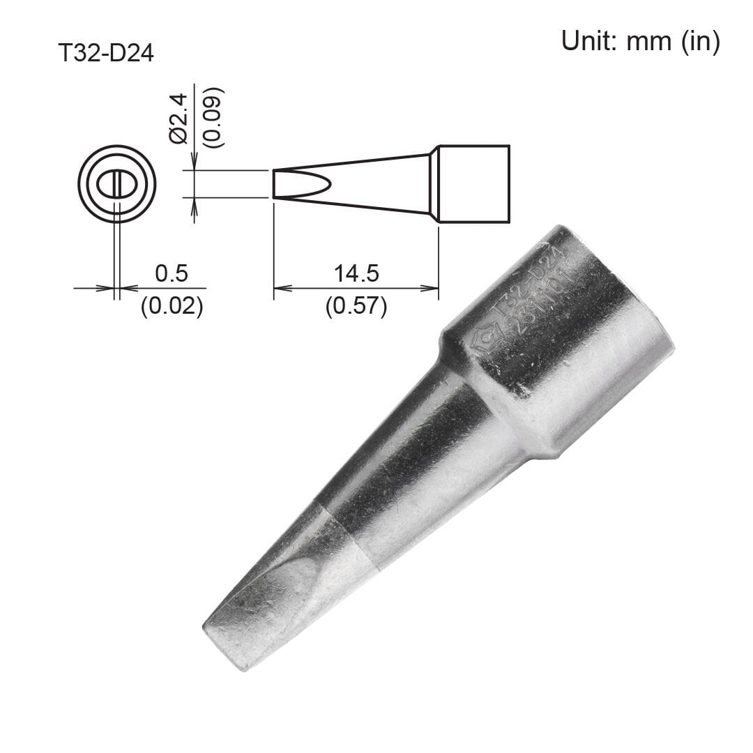 Hakko T32-D24 Tip, Chisel 2.4 x 14.5mm for FX-8806 Soldering Iron – SMT Supplies