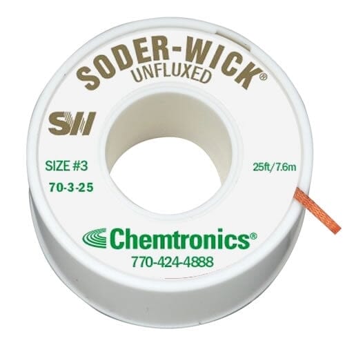 Soder-Wick 70-3-25 Unfluxed Desoldering Wick .08" x 25 ft. Bobbin – SMT ...