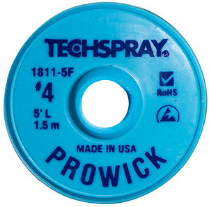 Techspray ProWick Desoldering Braid, 25', Anti-Static, #4 Blue, .098 ...